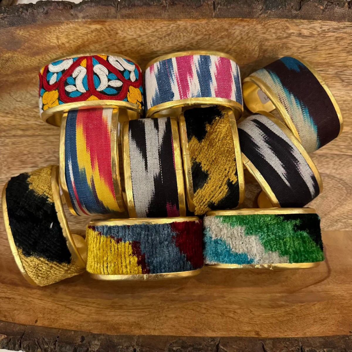 Velvet and Silk Ikat Cuffs | 1 1/2" x 7" – B. Viz Design