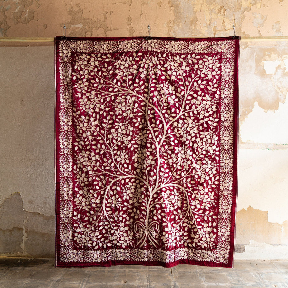 Antique "Tree of Life" Embroidered Textile – B. Viz Design