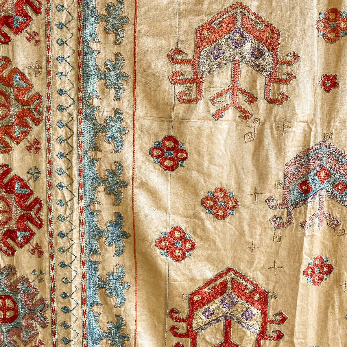 Hand Stitched Suzani (SU080120 | 87 x 61 1/2") – B. Viz Design