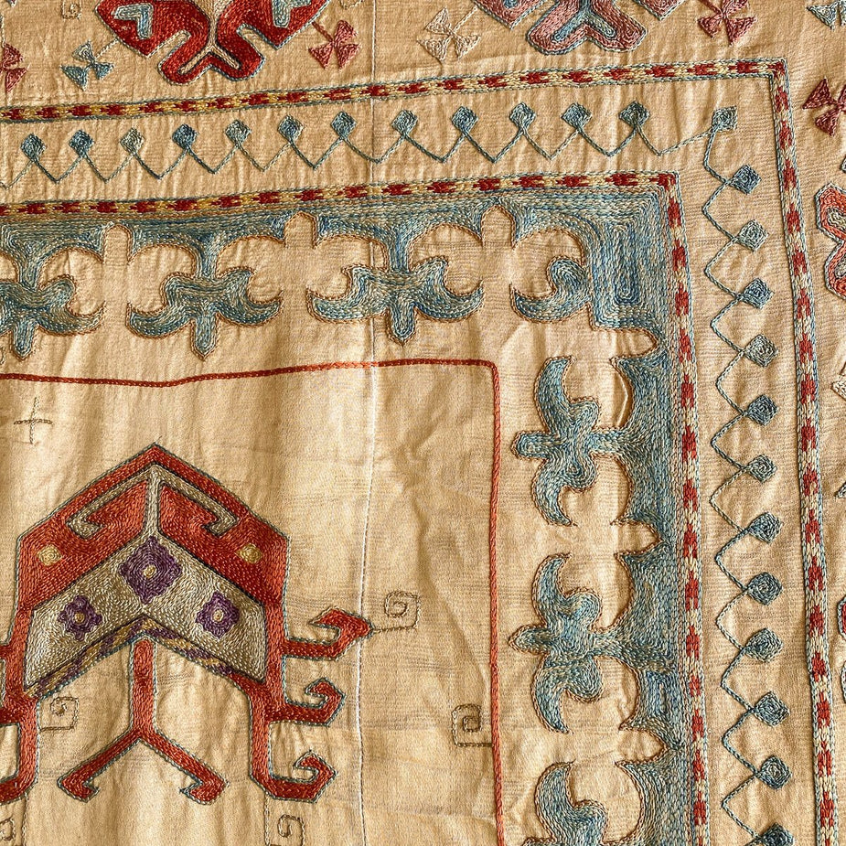 Hand Stitched Suzani (SU080120 | 87 x 61 1/2") – B. Viz Design